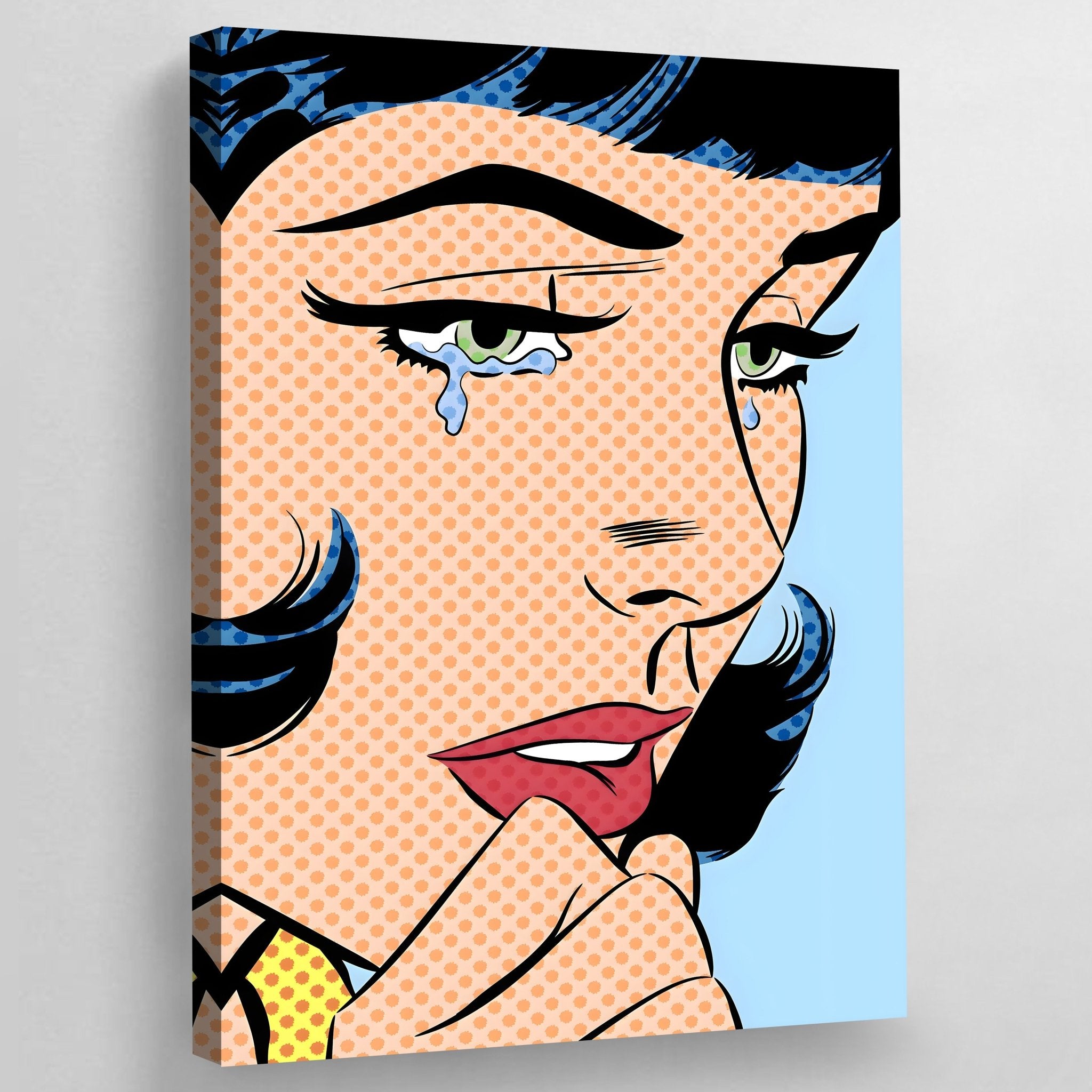 Sad Pop Art Gebet Mann Beten, Traurig Gefühle Pop Art Retro Stil.